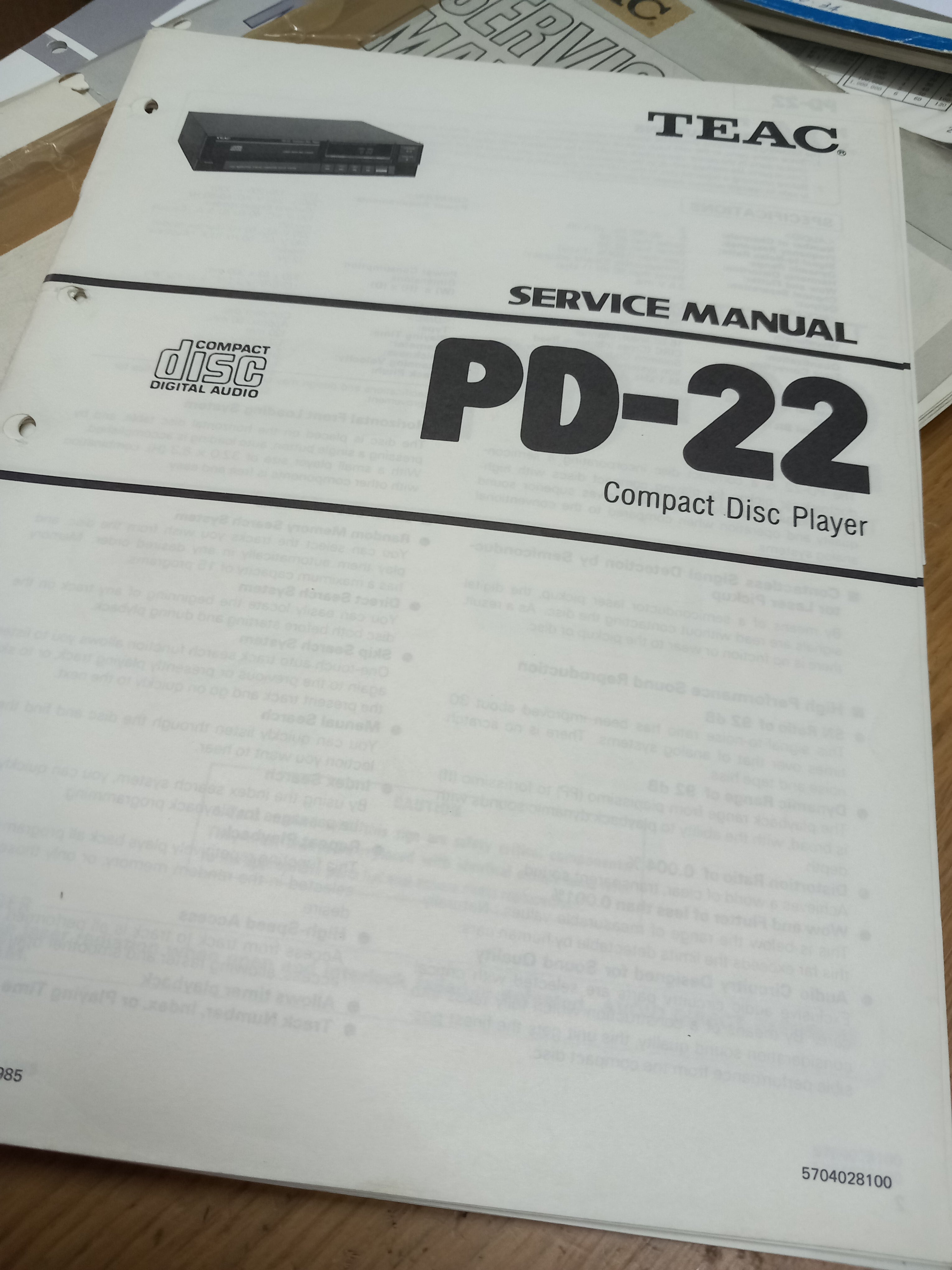 Teac PD-22 service manual – Tascam Ninja