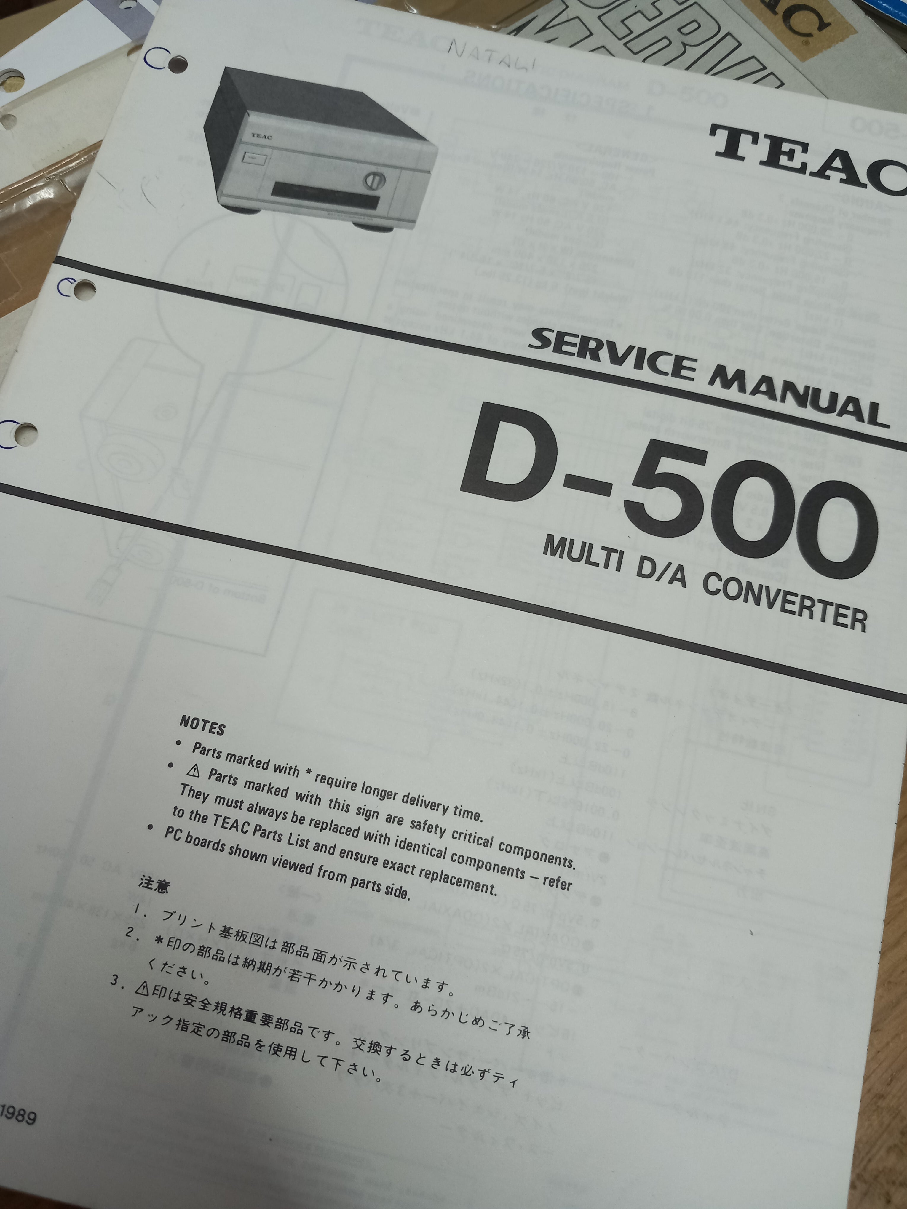 Teac D-500 Service manual – Tascam Ninja